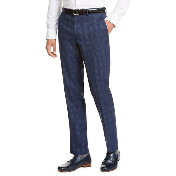 Bar III | Pants | Bar Iii Mens Woven Plaid Dress Pants Blue Size 38x3 ...